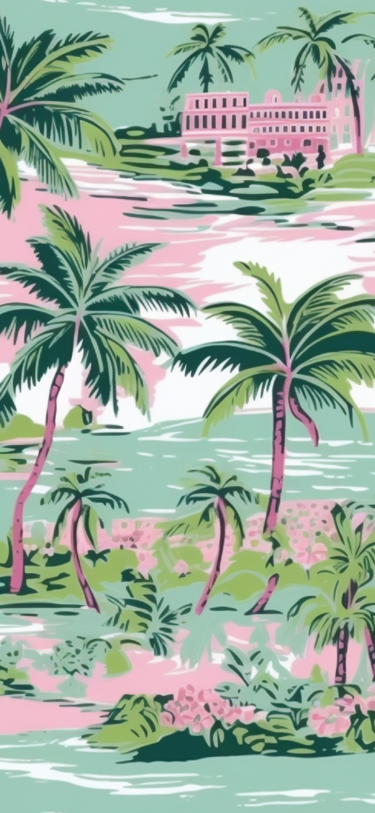 Preppy Tropical Beach House Patterns Mobile Wallpaper - Amberblue Media