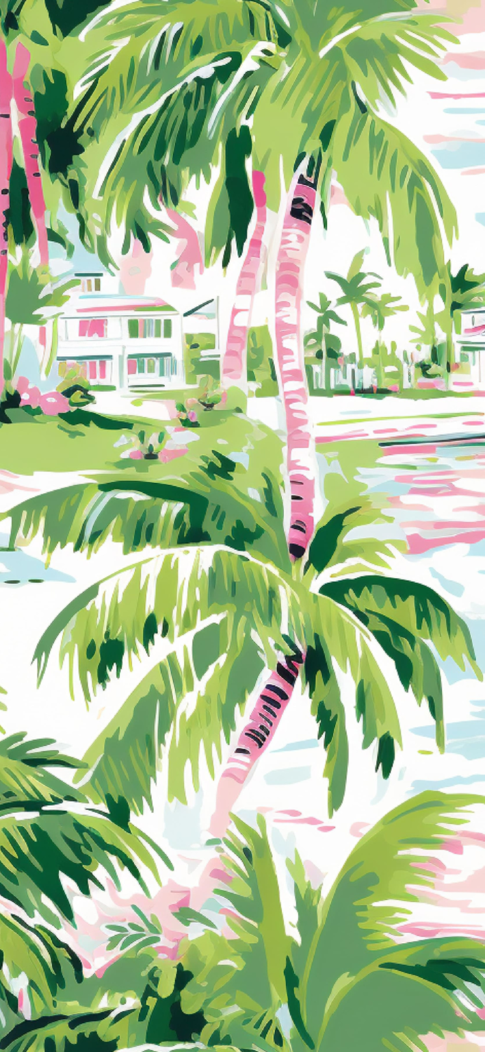 Preppy Tropical Beach House Patterns Mobile Wallpaper - Amberblue Media