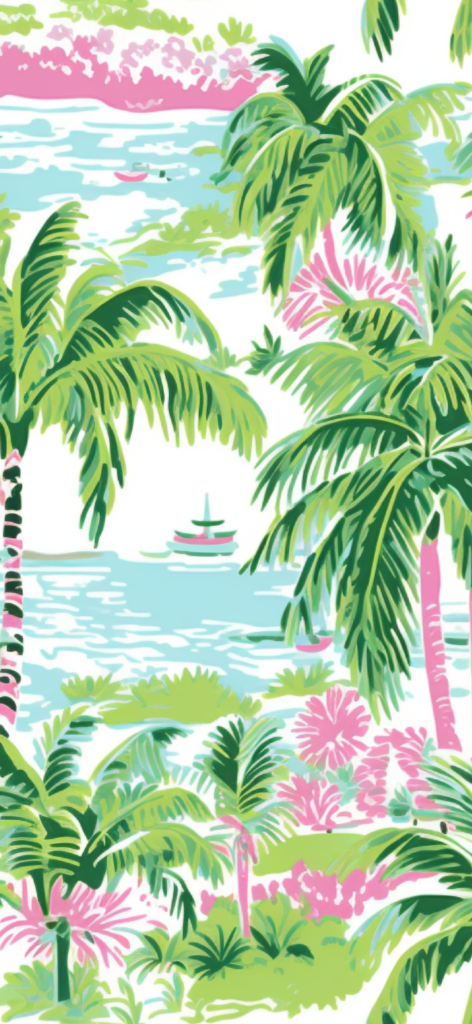 Preppy Tropical Beach House Patterns Mobile Wallpaper - Amberblue Media
