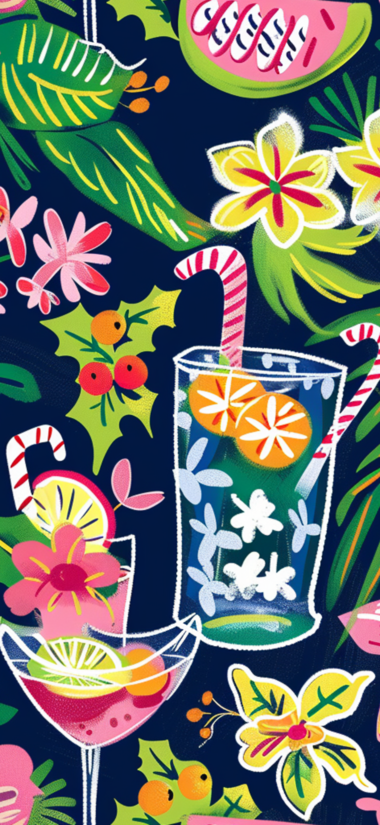 Preppy Tropical Christmas Mobile Wallpapers - Amberblue Media